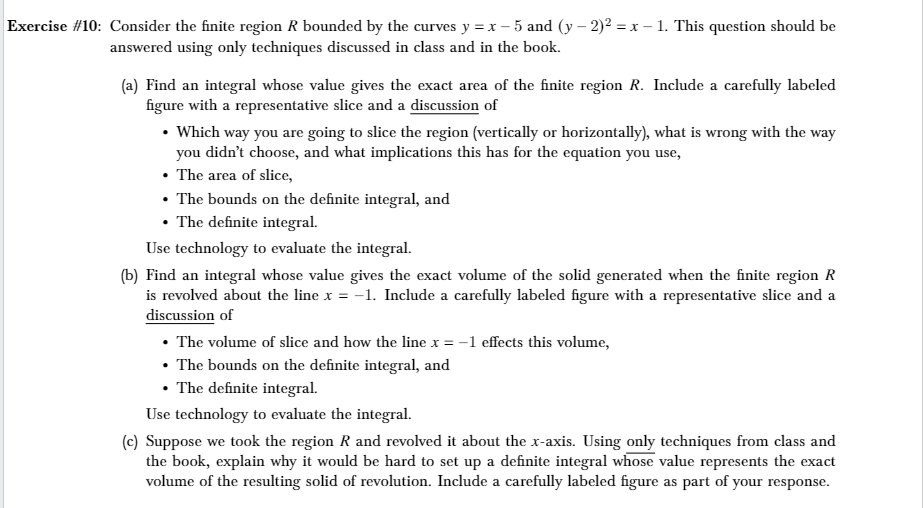 Solved Exercise #10: Consider the finite region R ﻿bounded | Chegg.com