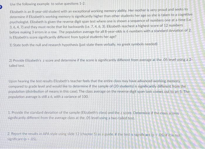 Solved Use the following example to solve questions 1-2. | Chegg.com