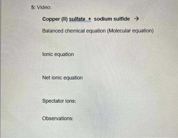 Solved Balanced chemical equation (Molecular equation) Ionic | Chegg.com