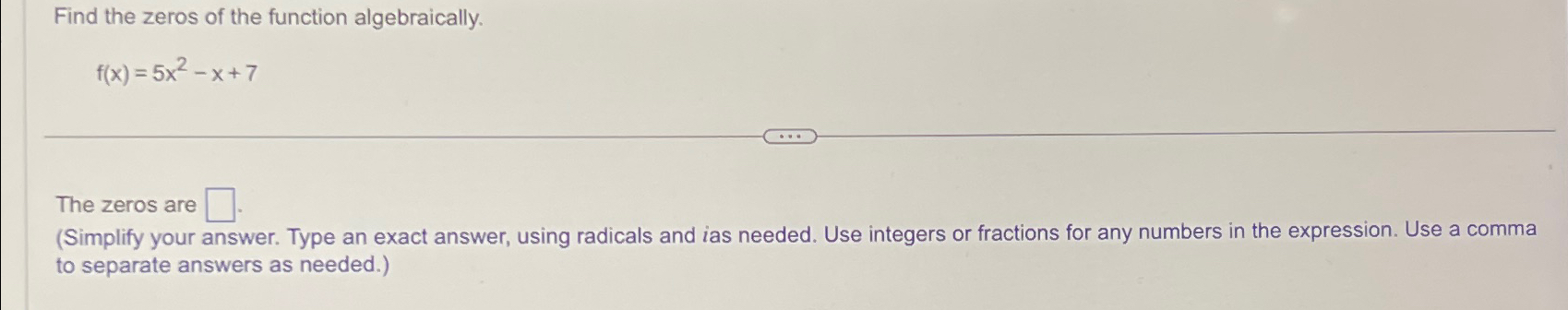 Solved Find the zeros of the function | Chegg.com