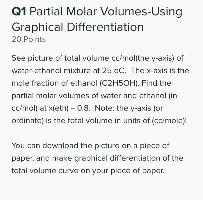 Solved Q1 Partial Molar Volumes-Using Graphical | Chegg.com