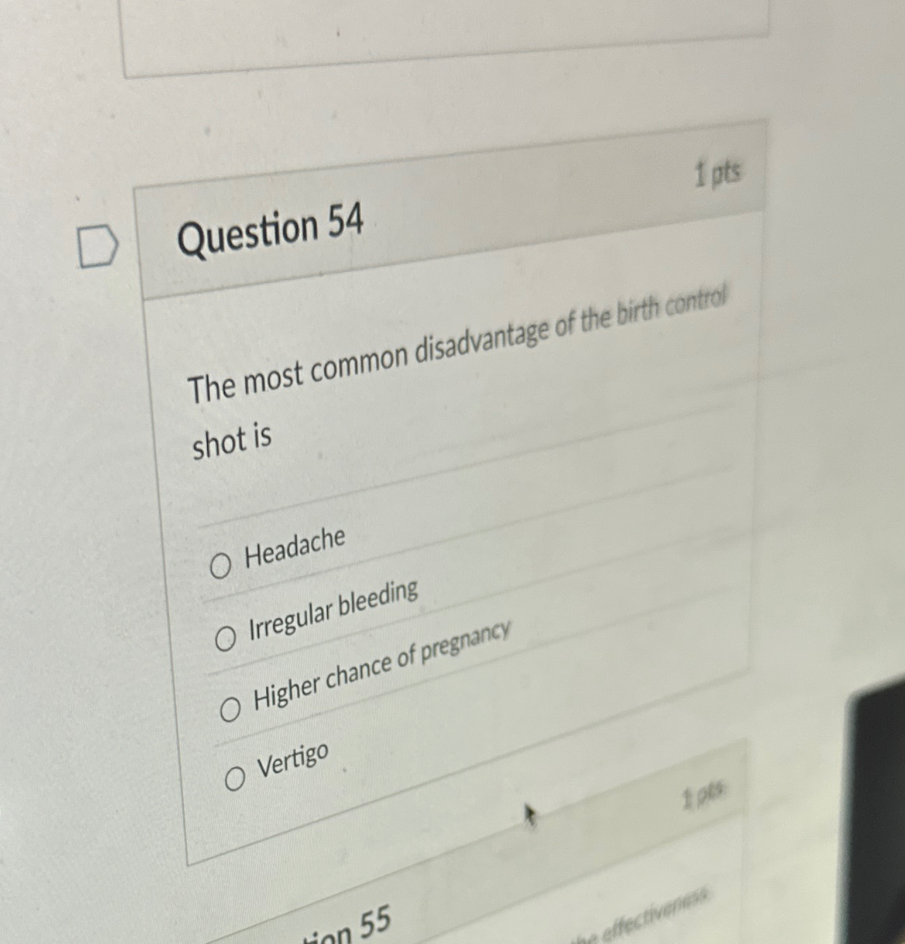Solved Question 54The most common disadvantage of the birth | Chegg.com