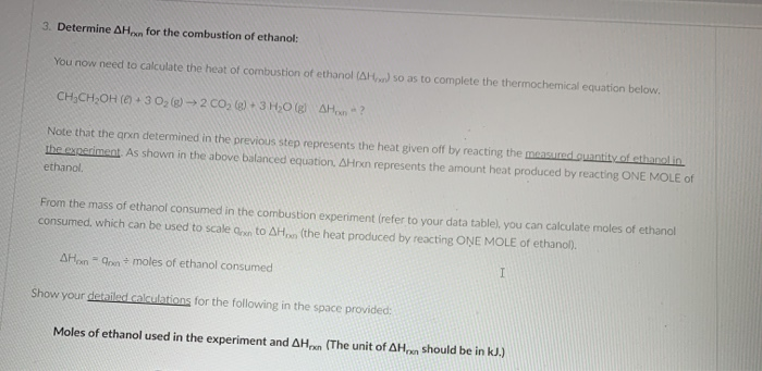 Solved 3. Determine AHan for the combustion of ethanol: You | Chegg.com