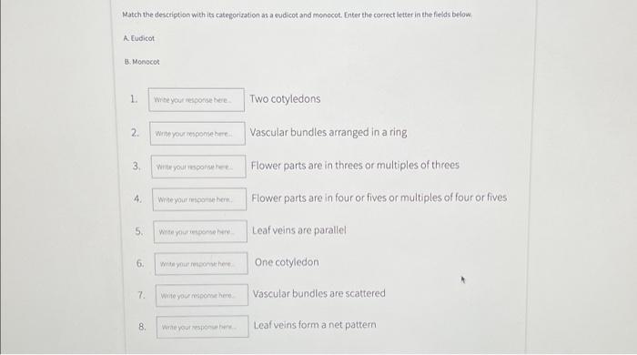 Solved Match the description with its categorization as a | Chegg.com