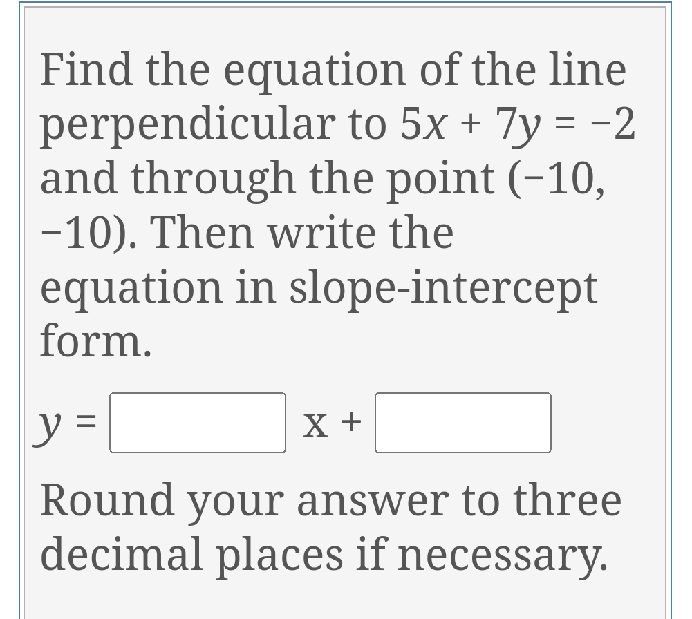 Solved Find the equation of the line perpendicular to | Chegg.com