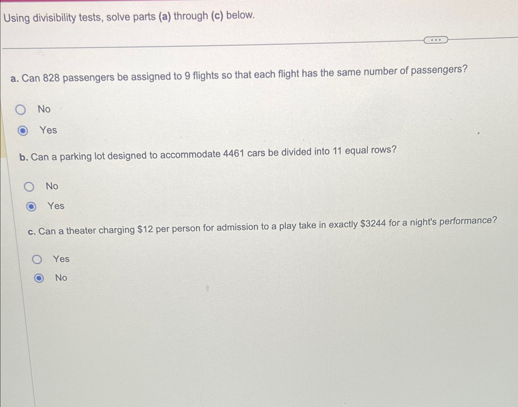 Solved Using divisibility tests, solve parts (a) ﻿through | Chegg.com