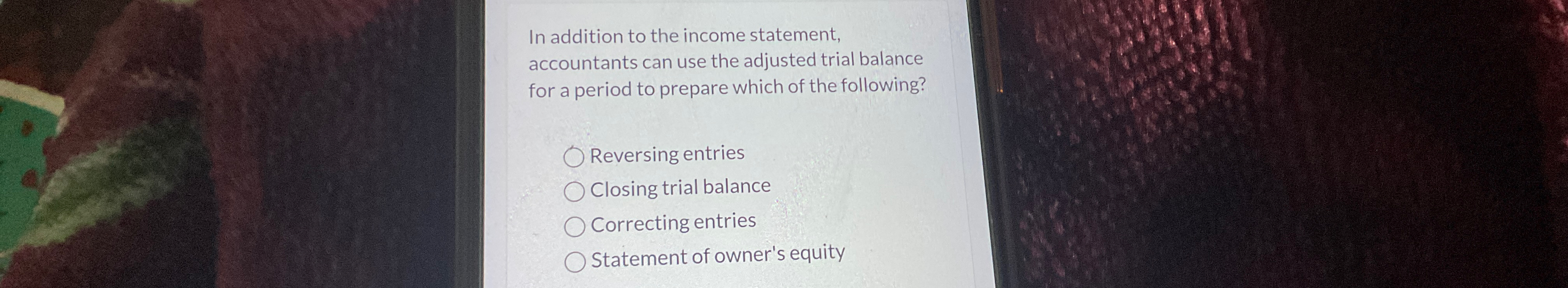 Solved In addition to the income statement, accountants can | Chegg.com