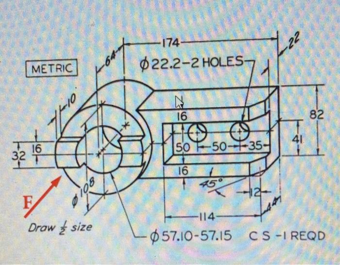 Solved 3) (44 pts) Draw the Front view (10p), Bottom View | Chegg.com
