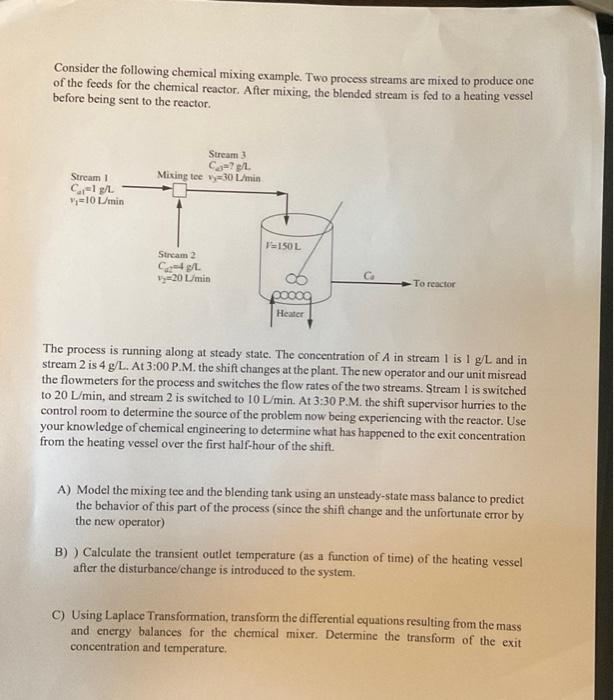 Solved Consider the following chemical mixing example. Two | Chegg.com