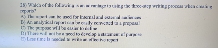 Solved 28) Which of the following is an advantage to using | Chegg.com