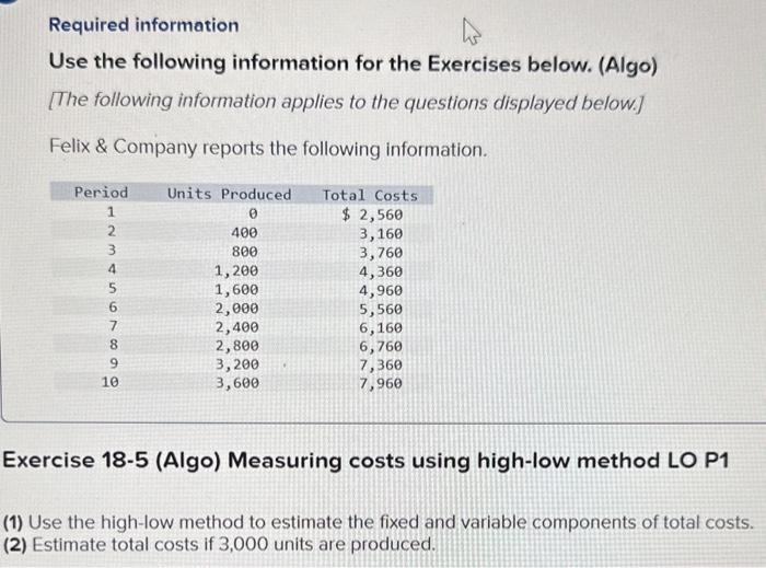 Solved Required information Use the following information | Chegg.com