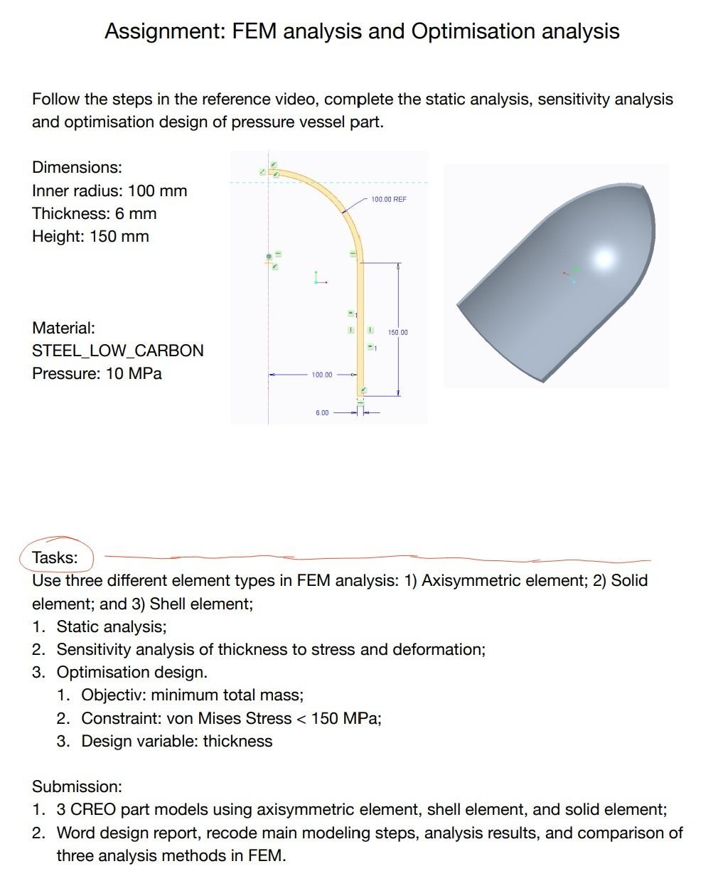 Solved Assignment: FEM analysis and Optimisation analysis | Chegg.com