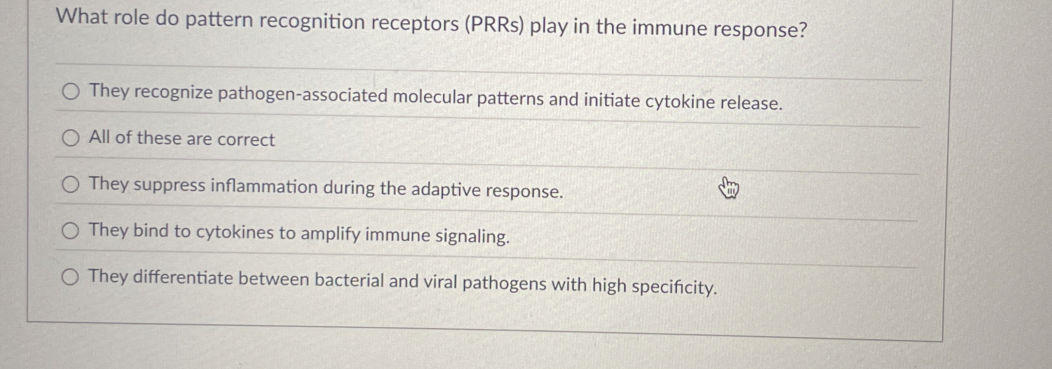 Solved What role do pattern recognition receptors (PRRs) | Chegg.com