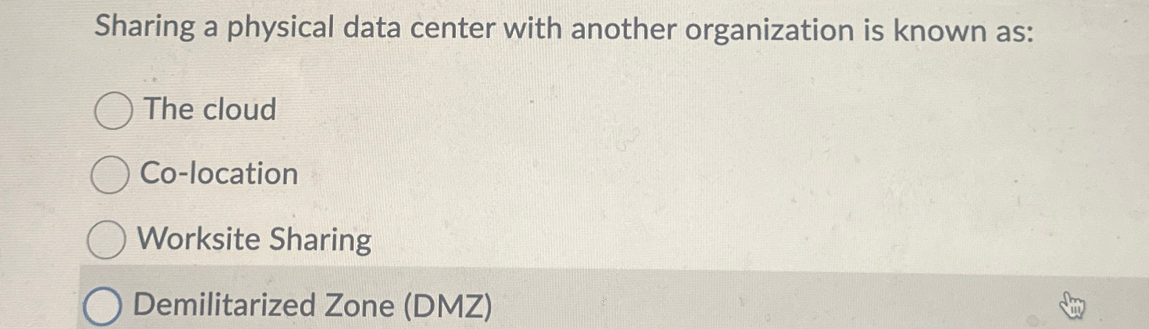 Solved Sharing a physical data center with another | Chegg.com