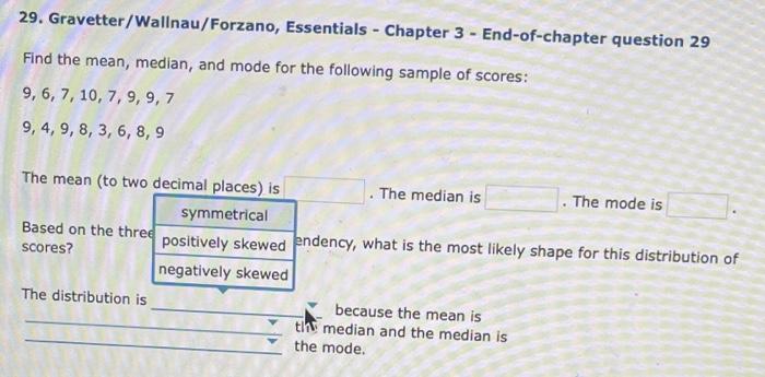 Solved 29. Gravetter/Wallnau/Forzano, Essentials - Chapter 3 | Chegg.com