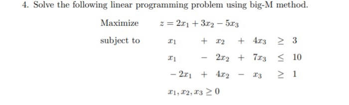 Solved 4. Solve the following linear programming problem | Chegg.com