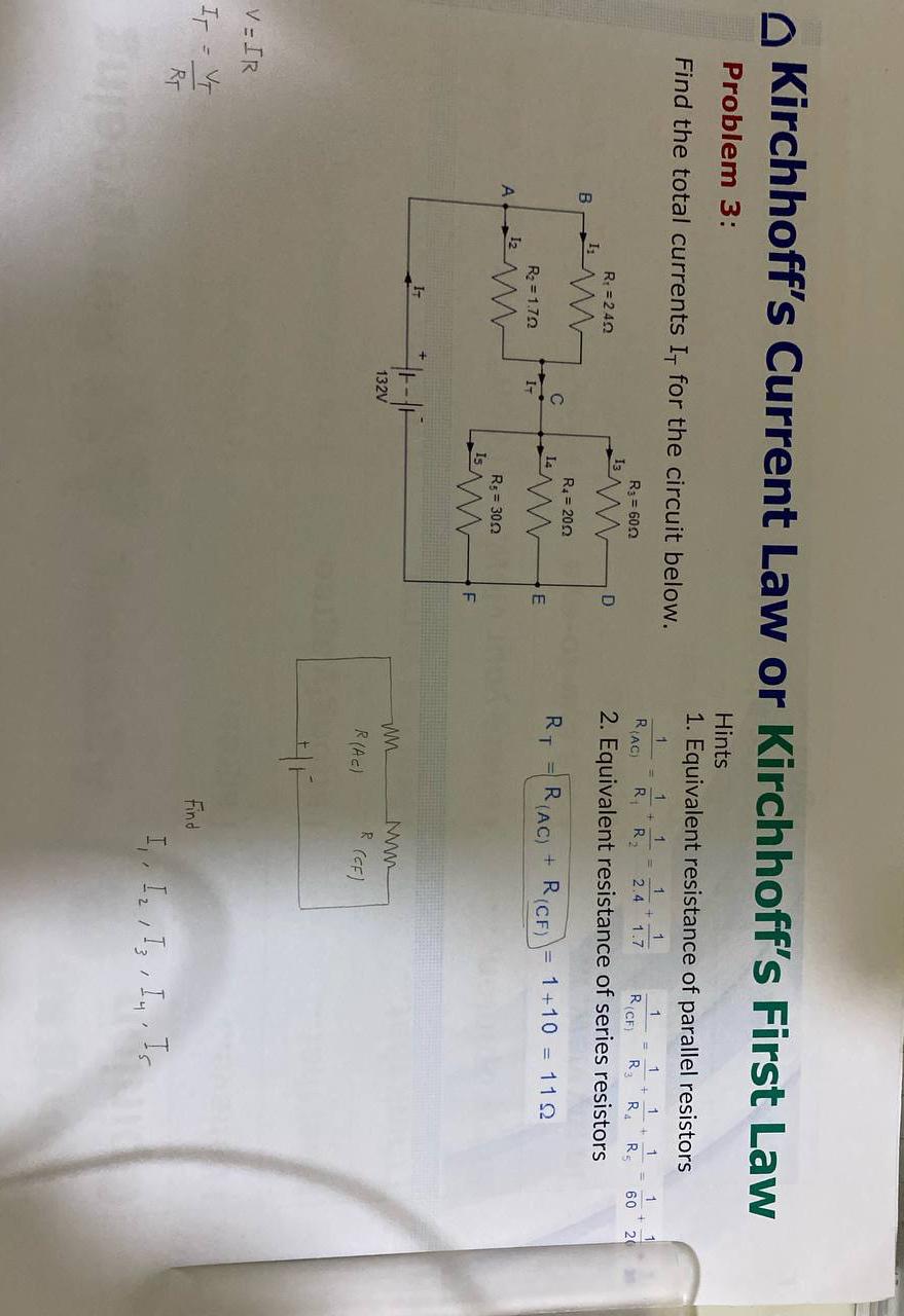 Solved Kirchhoff's Current Law or Kirchhoff's First Law | Chegg.com