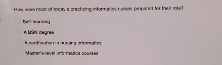 Solved How were most of today's practicing informatics | Chegg.com