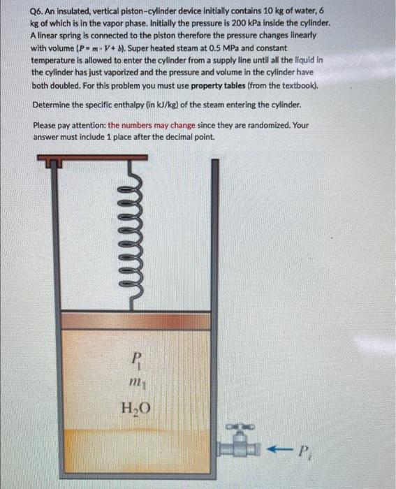 Q4. An insulated, vertical piston-cylinder device | Chegg.com