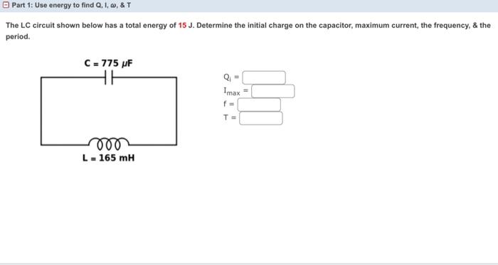 Solved The LC circuit shown below has a total energy of 15 | Chegg.com