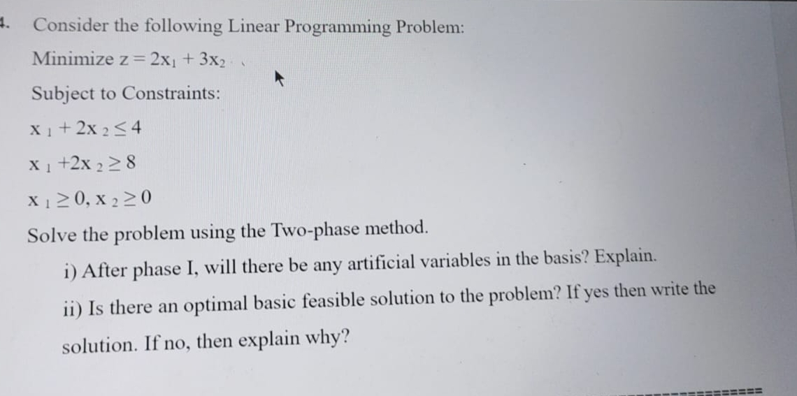 Solved Consider the following Linear Programming | Chegg.com