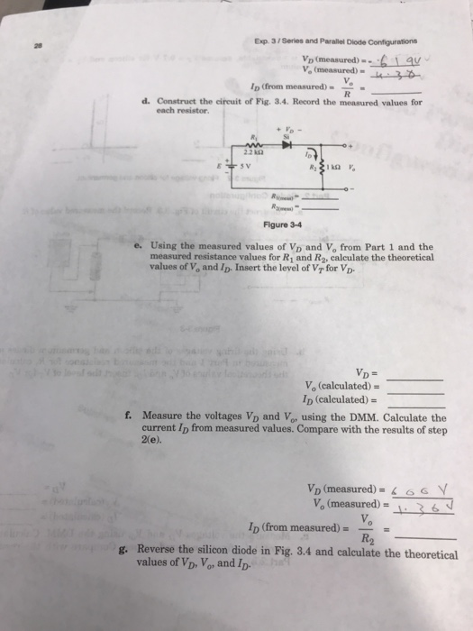 Exp 3 / Series and Parallel Diode Configurations Vp | Chegg.com