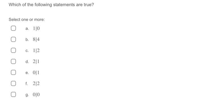 Solved Which Of The Following Statements Are True Select