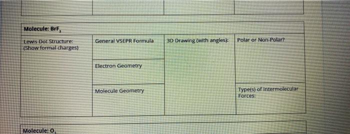 Solved Molecule: BrF General VSEPR Formula Lewis Dot | Chegg.com