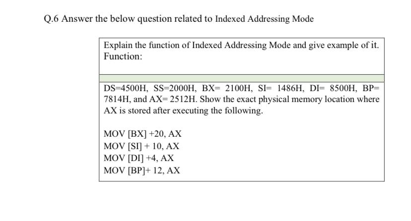 Solved Q. 6 ﻿Answer the below question related to Indexed | Chegg.com
