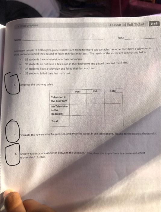 Solved 8.6 TY OF RATIOS Lesson 14 Exit Ticket Date Name A | Chegg.com