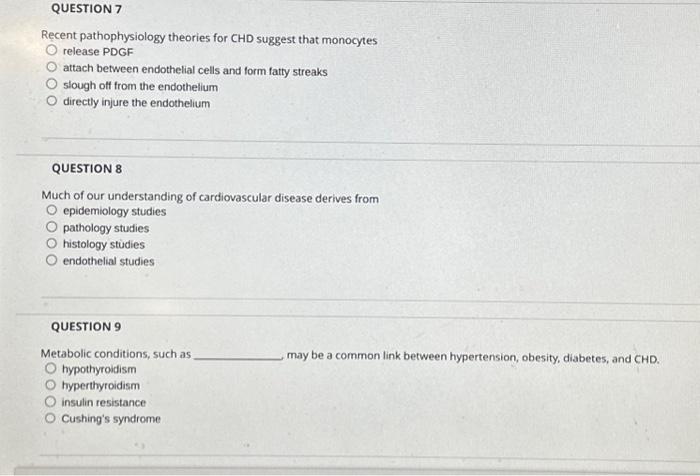 Solved Recent pathophysiology theories for CHD suggest that | Chegg.com