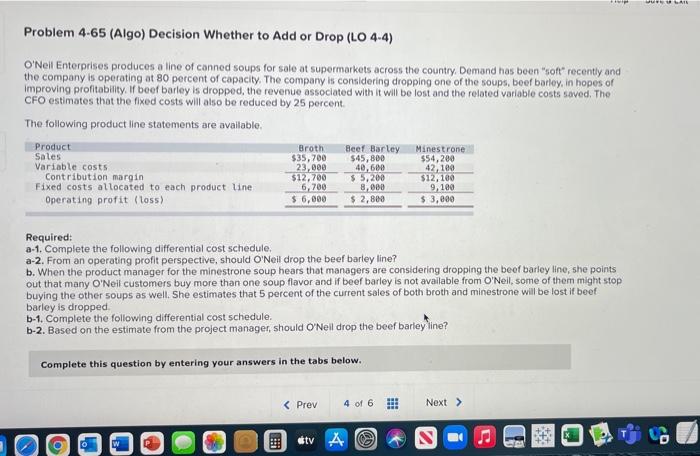 Solved MAI Problem 4-65 (Algo) Decision Whether to Add or | Chegg.com