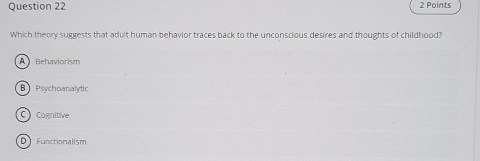 Solved Question 22Which theory suggests that adult human | Chegg.com