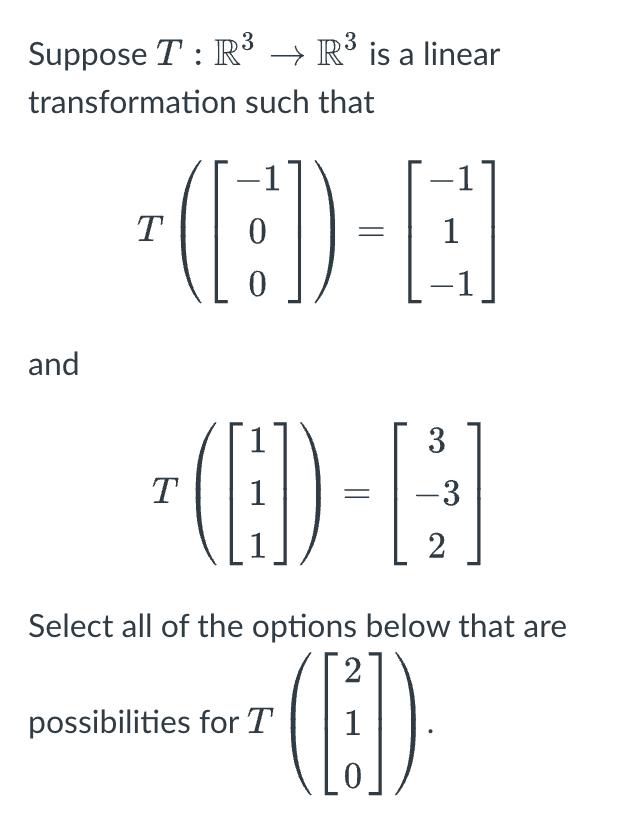Solved Suppose Tr3 R3 Is A Linear Transformation 