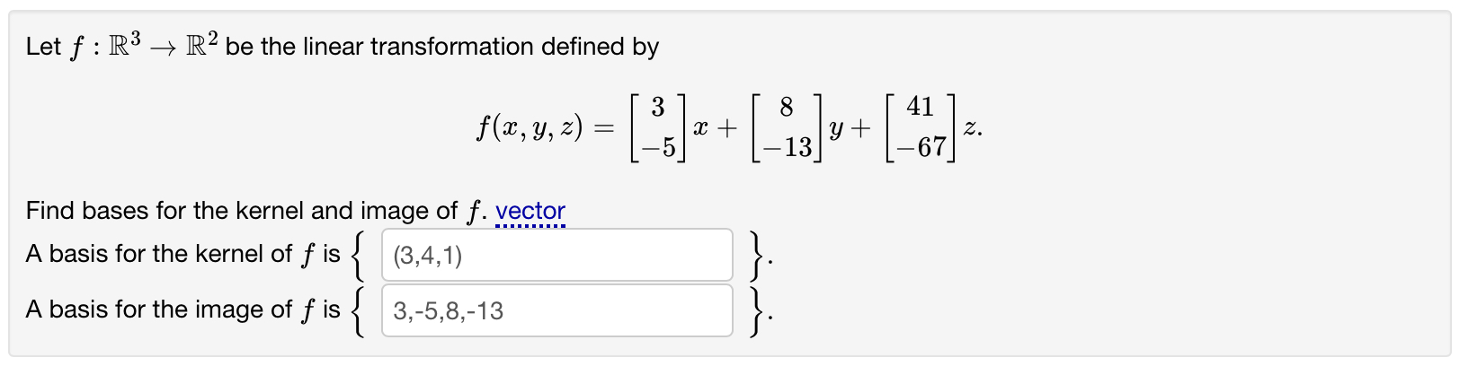 Solved Let f:R3→R2 ﻿be the linear transformation defined | Chegg.com