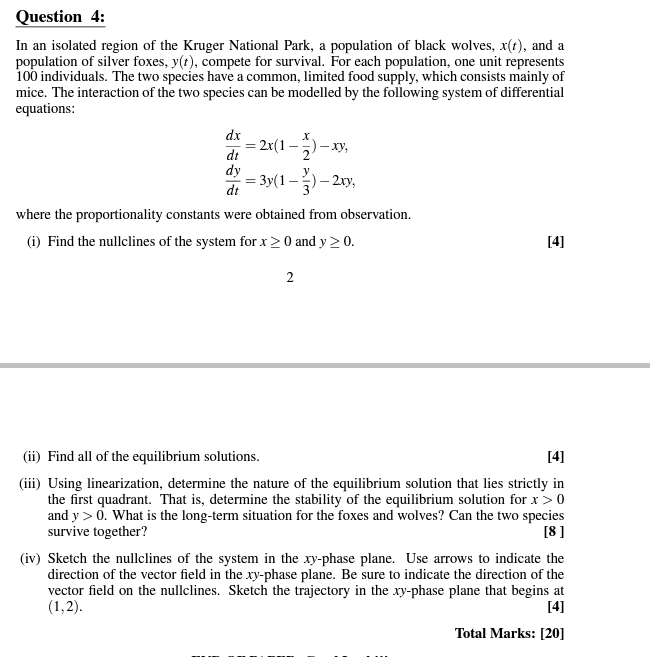 Solved In an isolated region of the Kruger National Park, a | Chegg.com