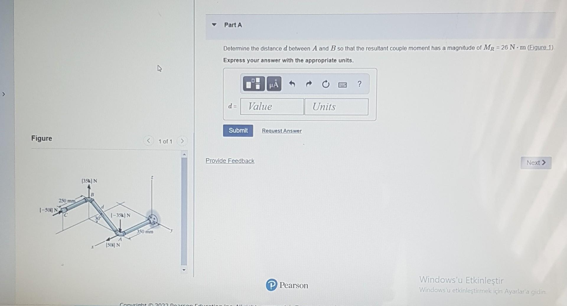 Solved Part A Determine the distance d between A and B so | Chegg.com