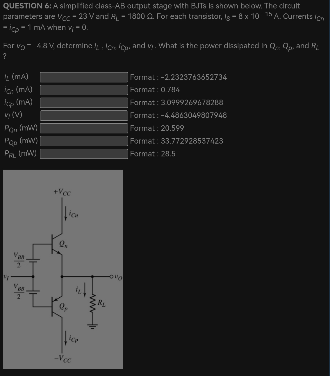 Solved QUESTION 6: A simplified class-AB output stage with | Chegg.com