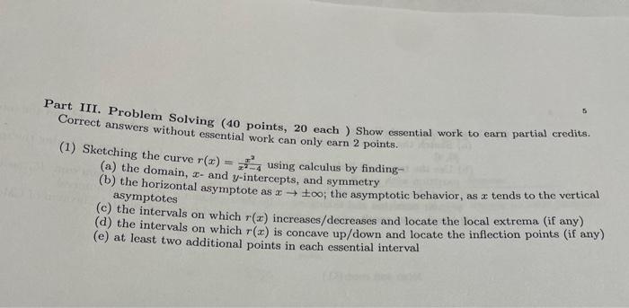 Solved Part III. Problem Solving (40 points, 20 each) Show | Chegg.com