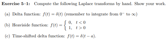 Solved Exercise 5-1: Compute the following Laplace | Chegg.com
