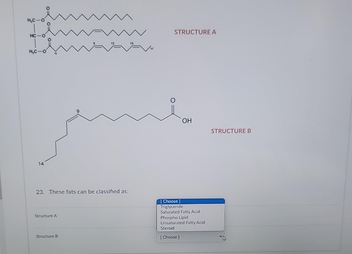 Solved STRUCTURE A STRUCTURE B 23. These fats can be | Chegg.com