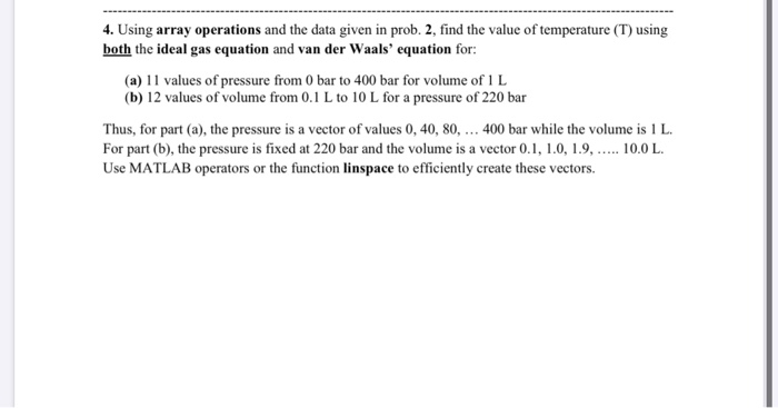 Solved 4. Using array operations and the data given in prob. | Chegg.com