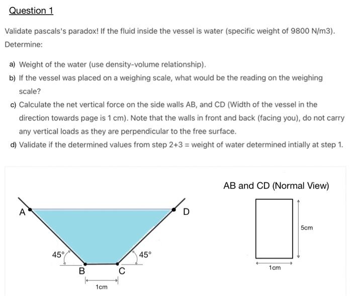 Solved Validate pascals's paradox! If the fluid inside the | Chegg.com