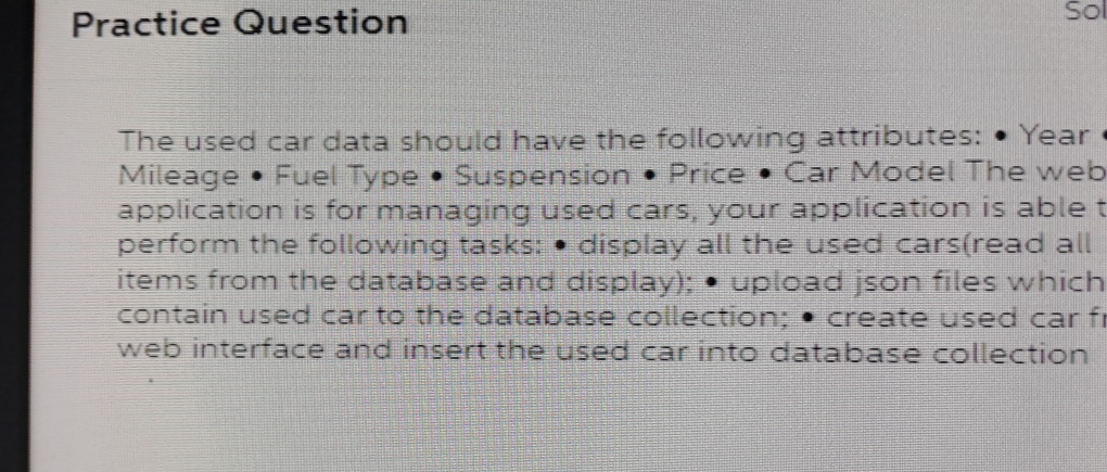 Solved Practice QuestionThe used car data should have the | Chegg.com