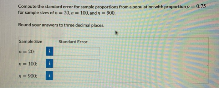 Solved Compute the standard error for sample proportions | Chegg.com