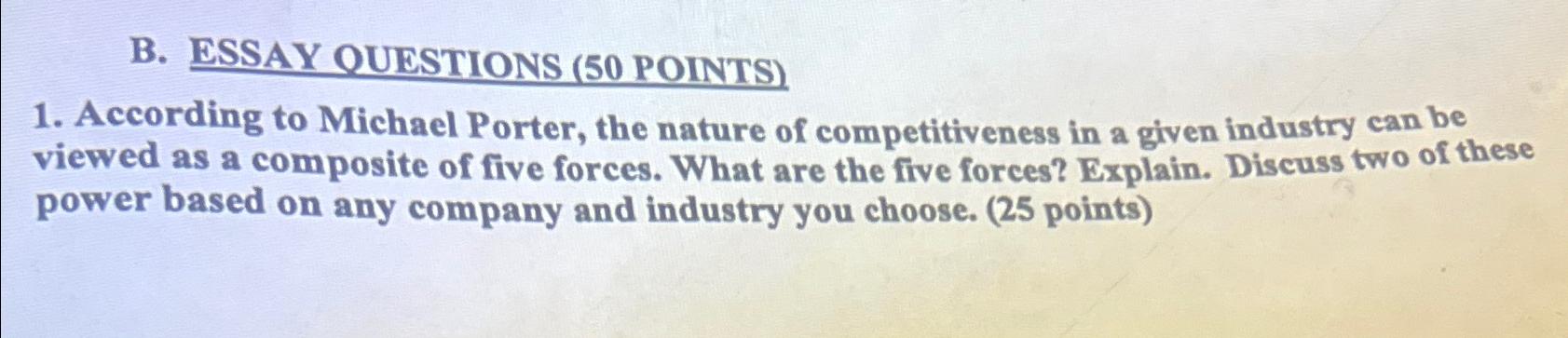 Solved B. ﻿ESSAY QUESTIONS (50 ﻿POINTS)According to Michael | Chegg.com