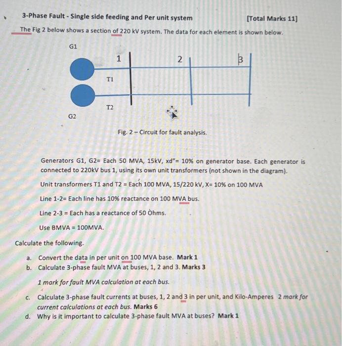 Solved 3-Phase Fault - Single side feeding and Per unit | Chegg.com