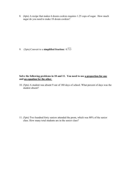 Solved 8. (4pts) A recipe that makes 6 dozen cookies | Chegg.com