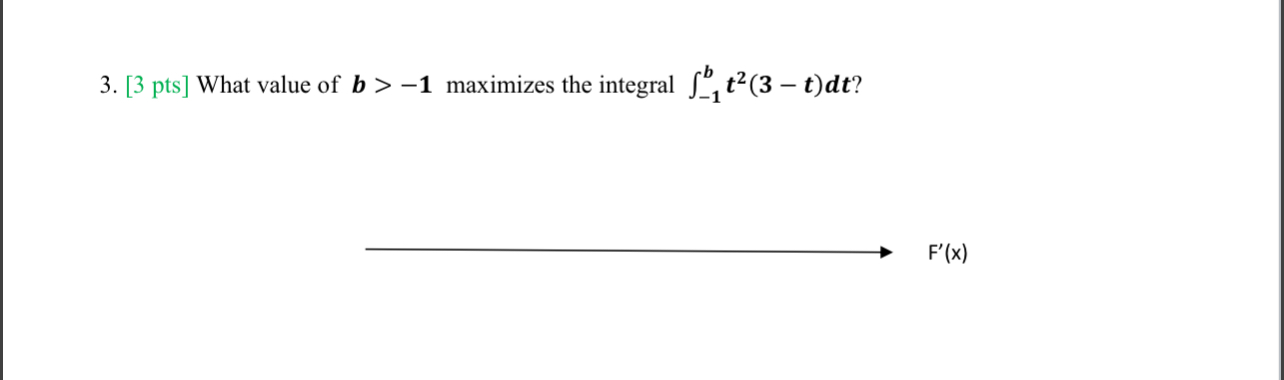 Solved [3 ﻿pts] ﻿What value of b>-1 ﻿maximizes the integral | Chegg.com