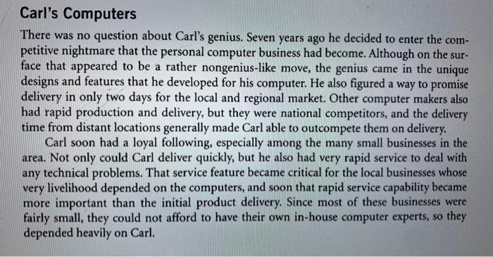 Solved Carl's Computers There was no question about Carl's | Chegg.com